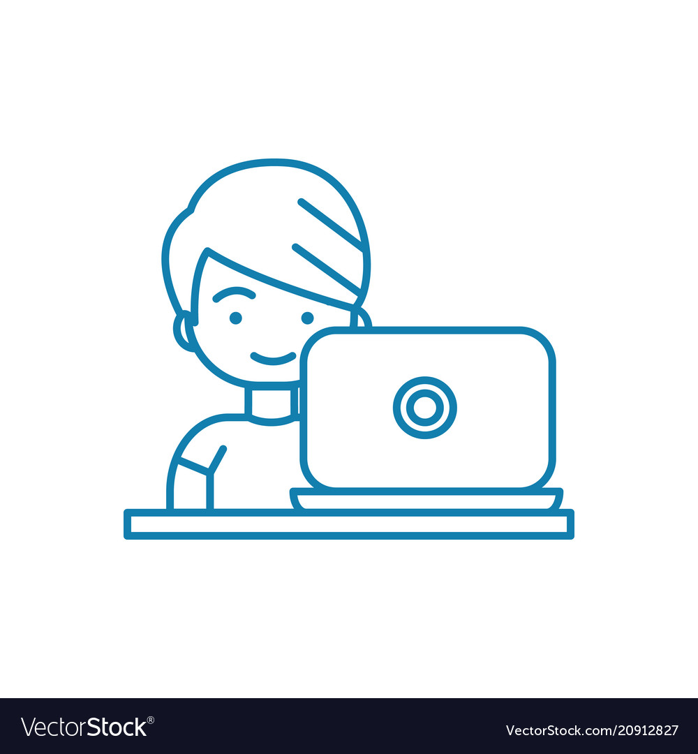 Computer training linear icon concept Royalty Free Vector