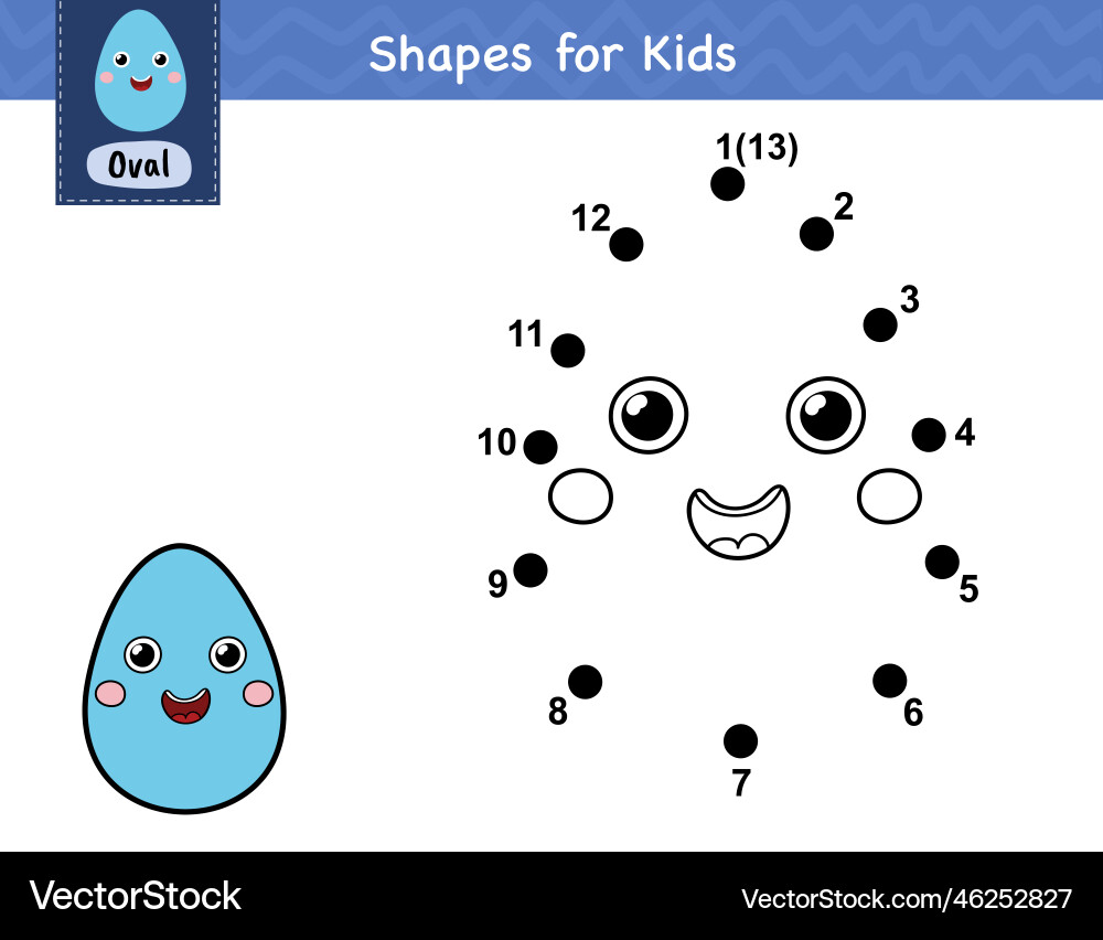 Connect the dots and draw a cute oval dot to dot Vector Image