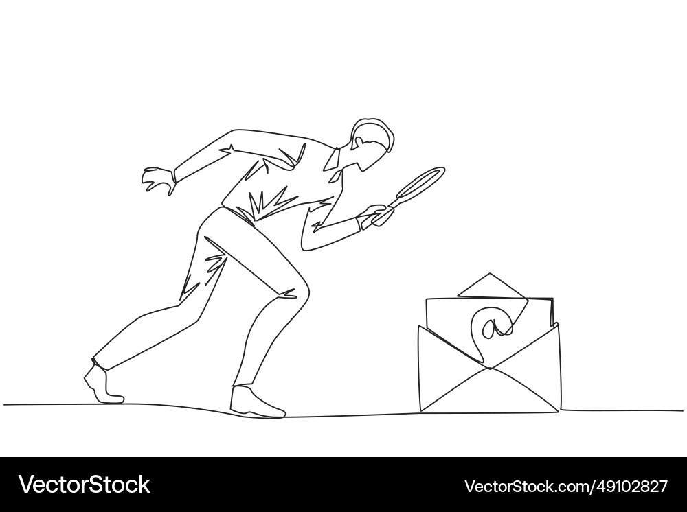 Continuous one line drawing businessman holds Vector Image
