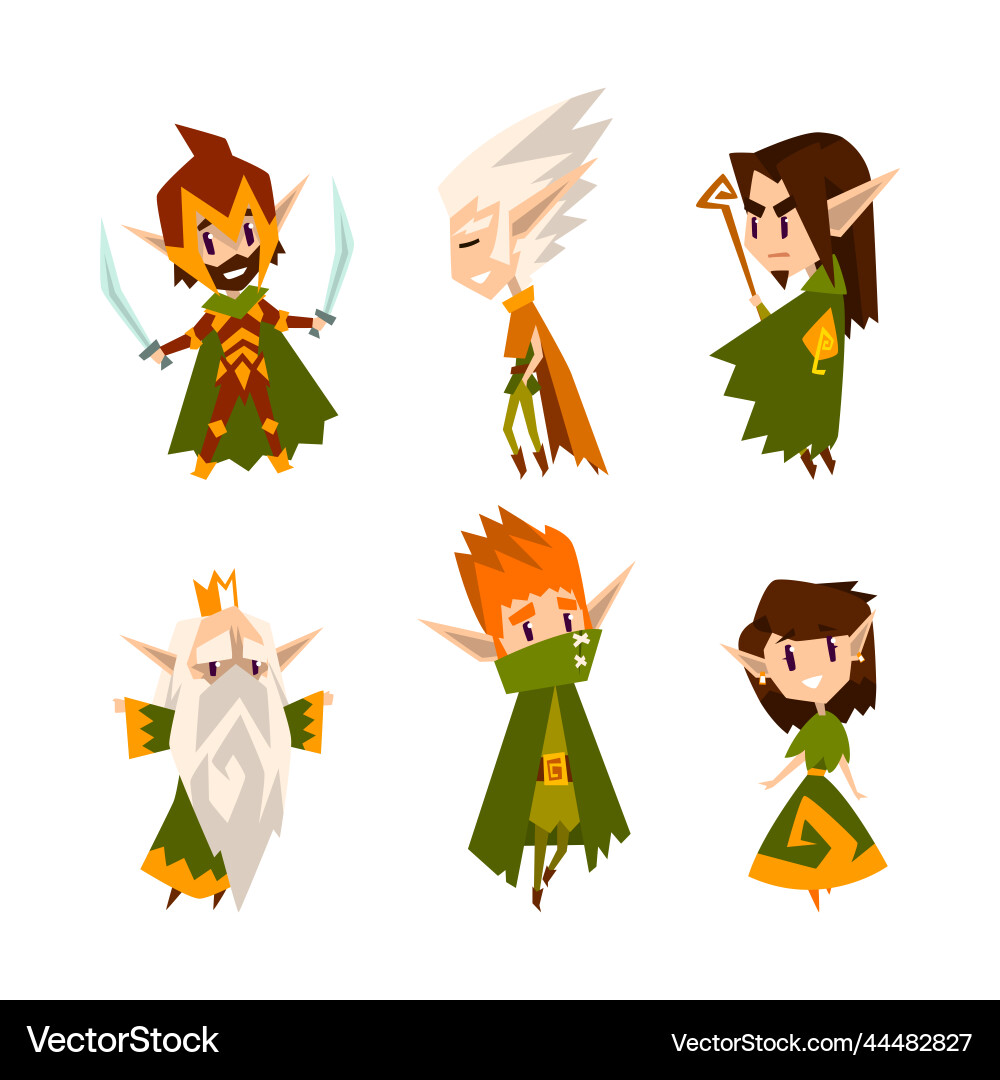 Cute forest elves as fairytale magic characters Vector Image