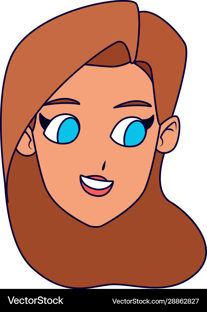 Cute woman face smiling icon Royalty Free Vector Image