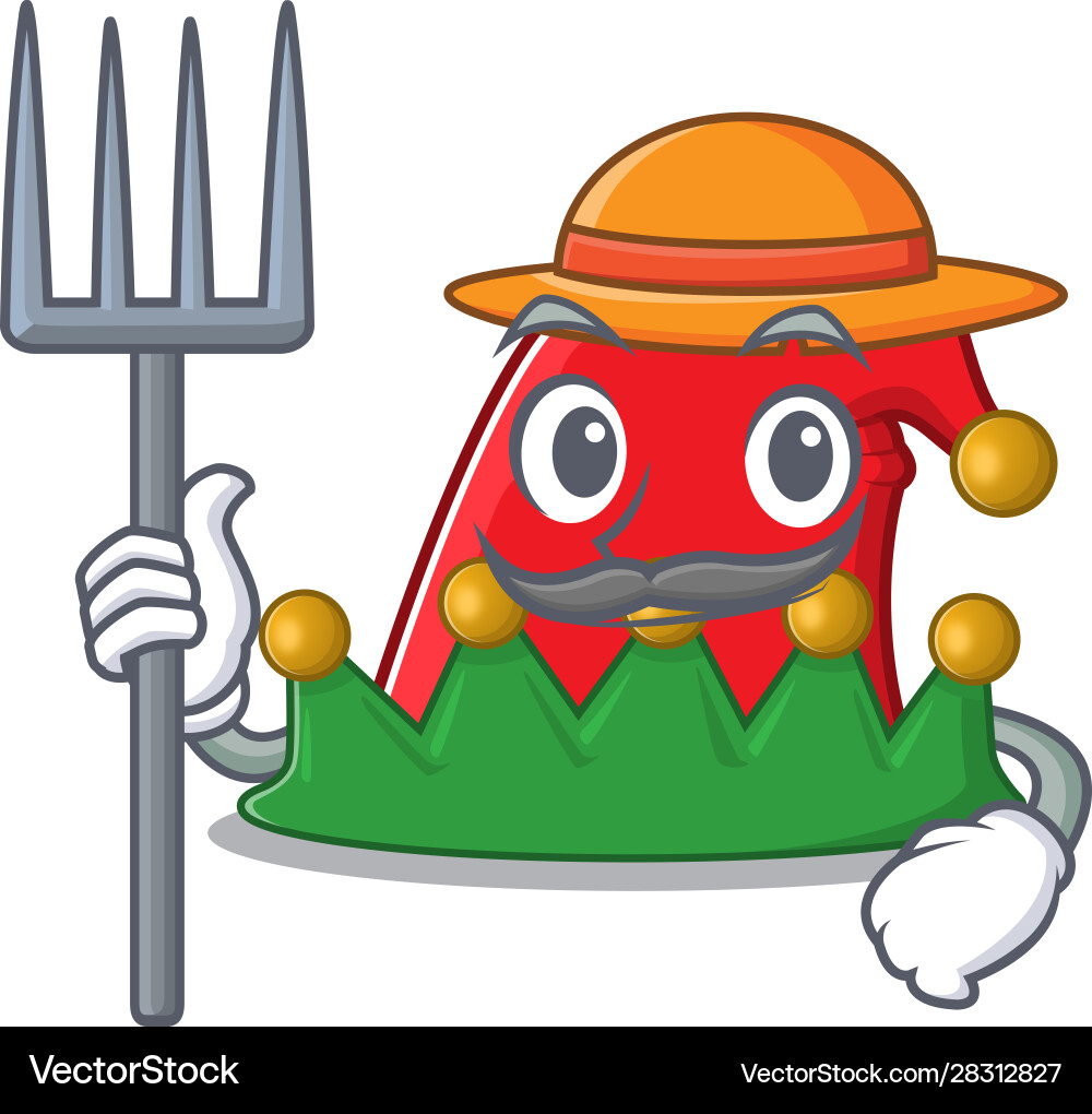 Farmer elf hat cartoon character with hat Vector Image