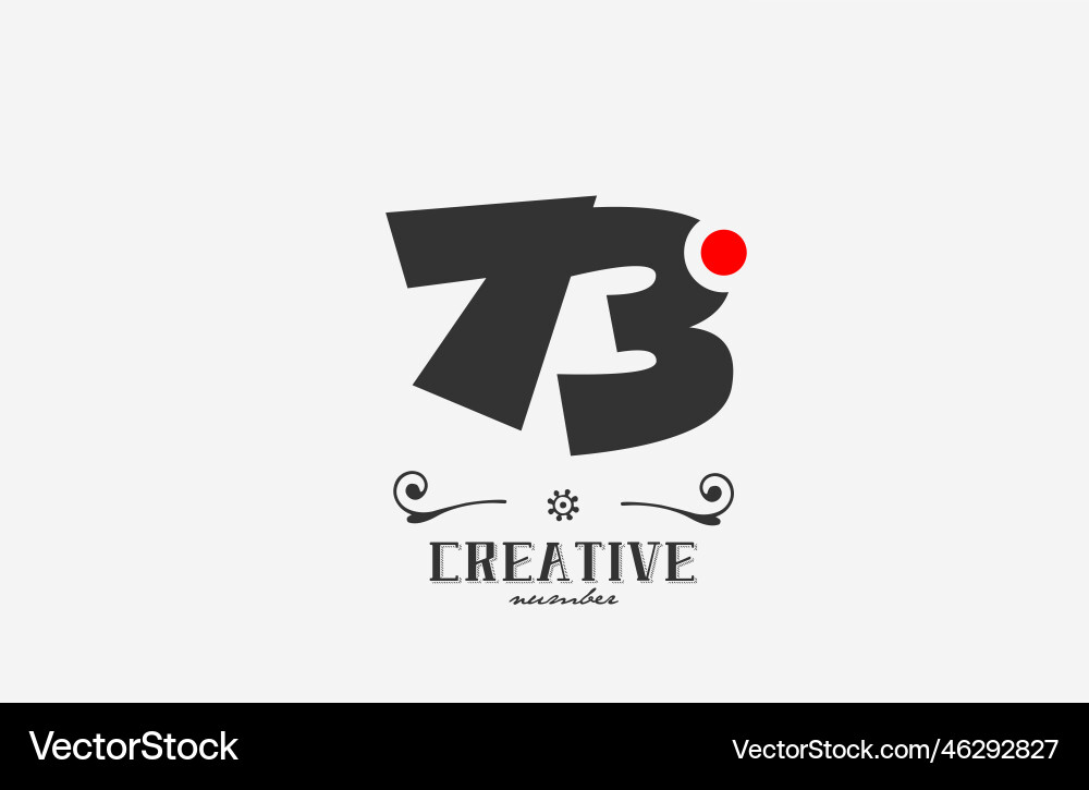 Grey 73 number logo icon design with red dot Vector Image