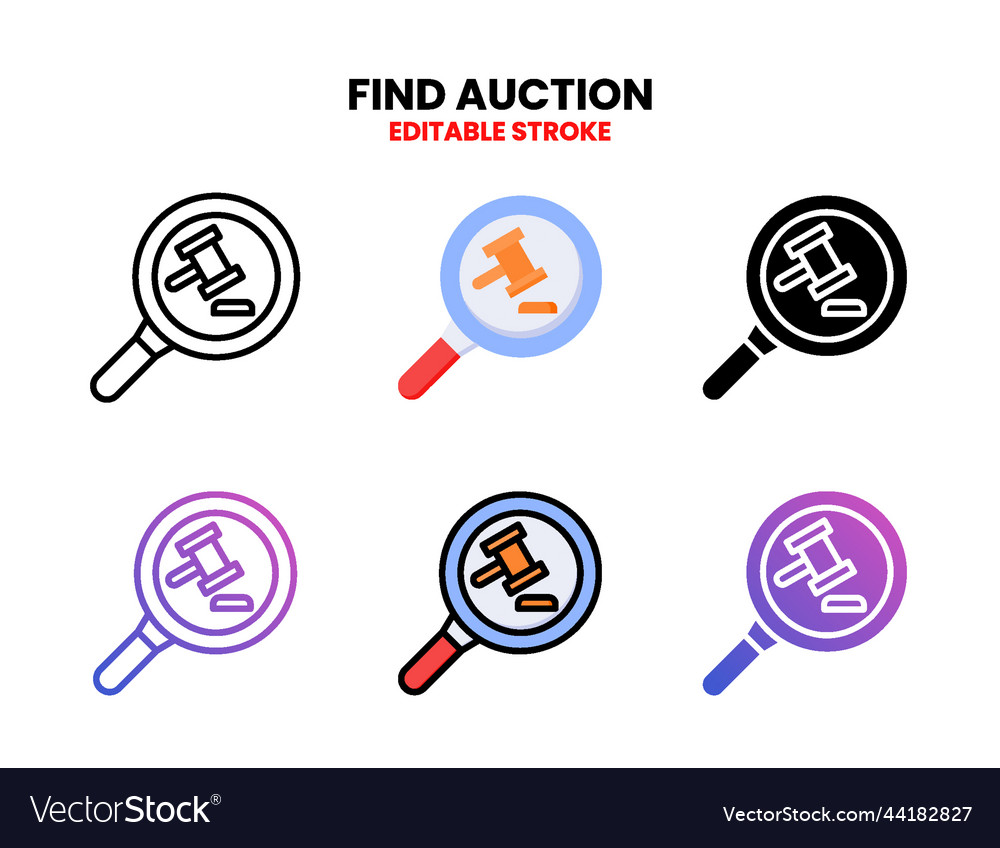Observe with gavel icon set with different styles Vector Image