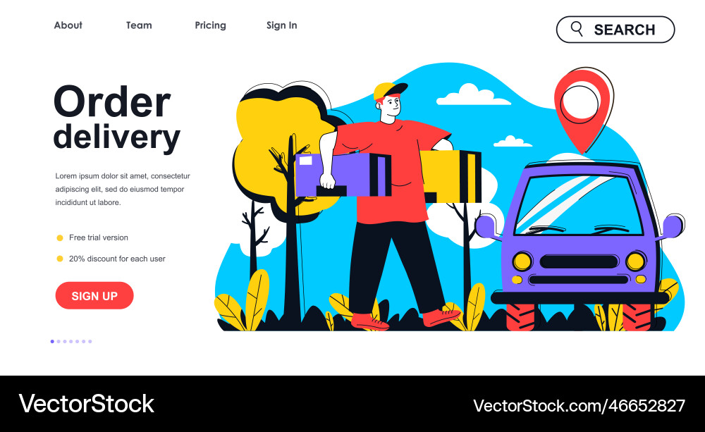 Order delivery concept for landing page template Vector Image