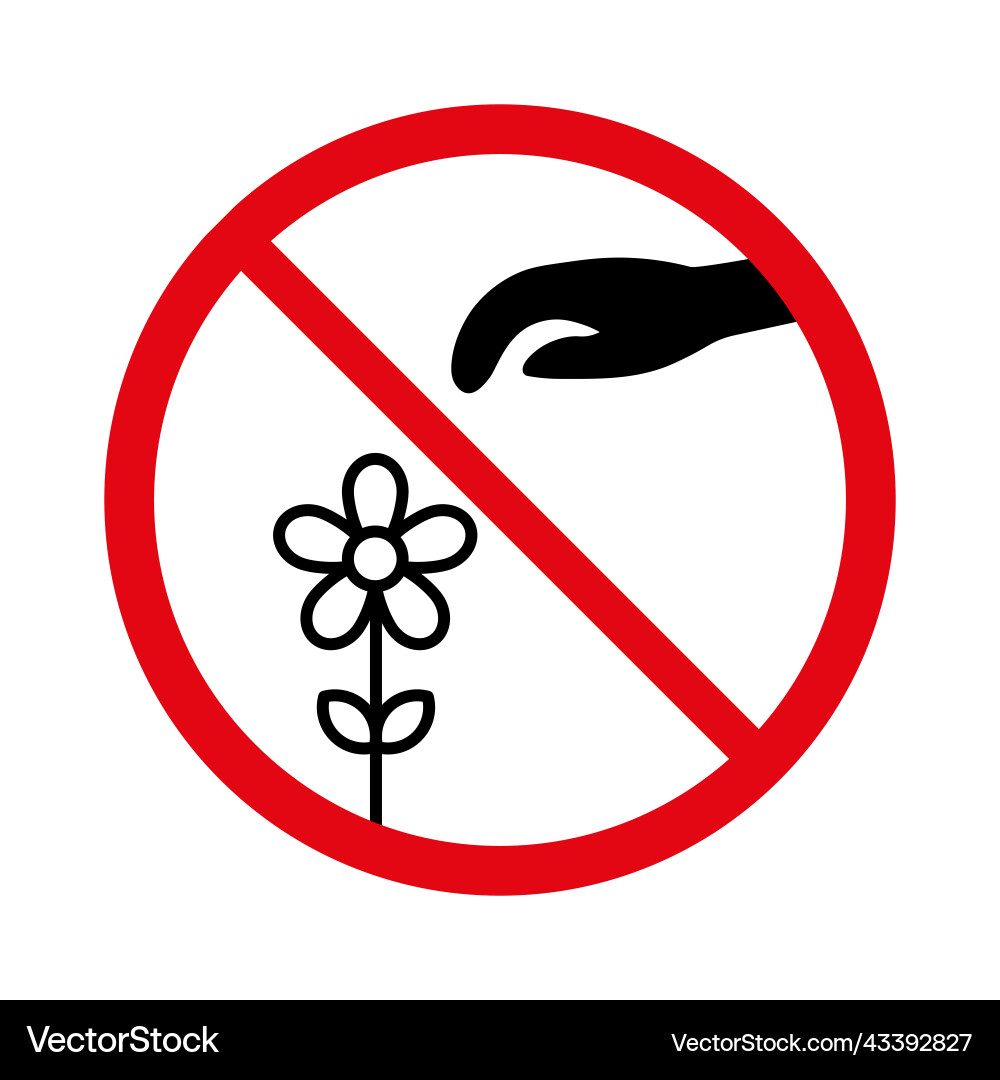 Picking flowers ban sign on white background Vector Image