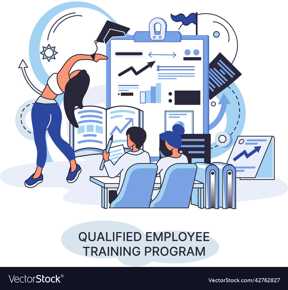 Qualified employee training program refresher Vector Image