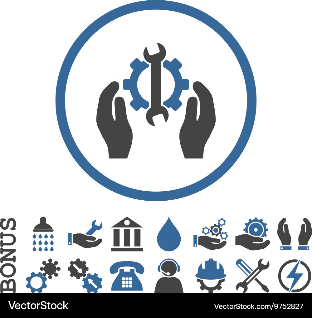 Repair service flat rounded icon with bonus Vector Image