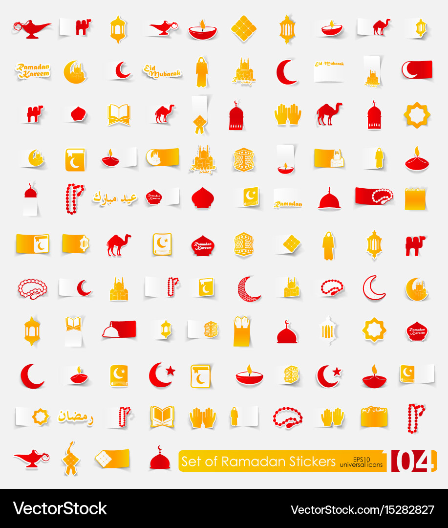 Set of ramadan stickers Royalty Free Vector Image