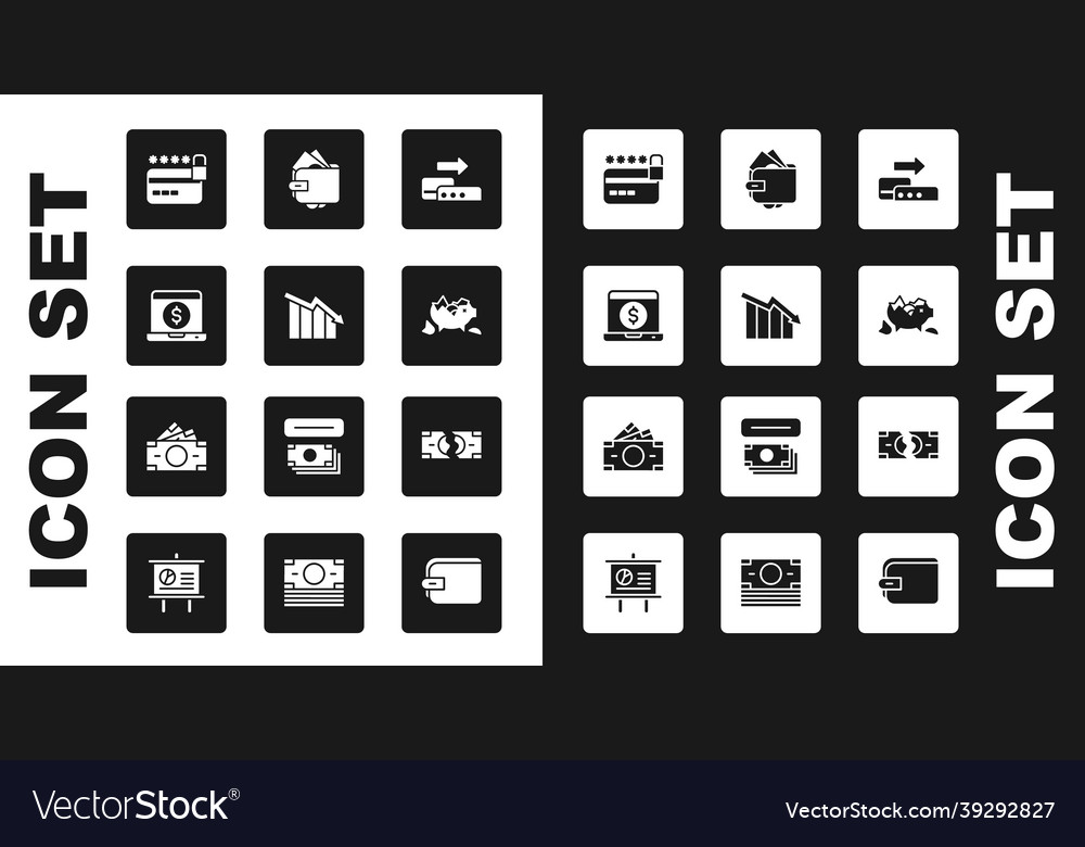 Set pos terminal financial growth decrease Vector Image