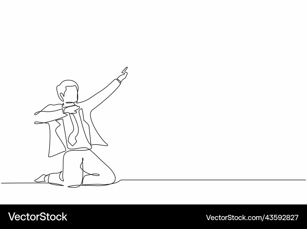 Single one line drawing happy businessman Vector Image