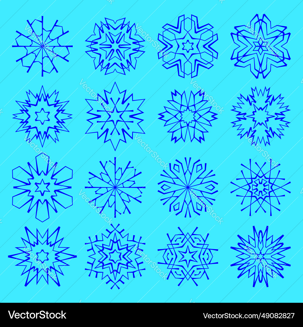 Snowflake icons set with geometric shapes Vector Image