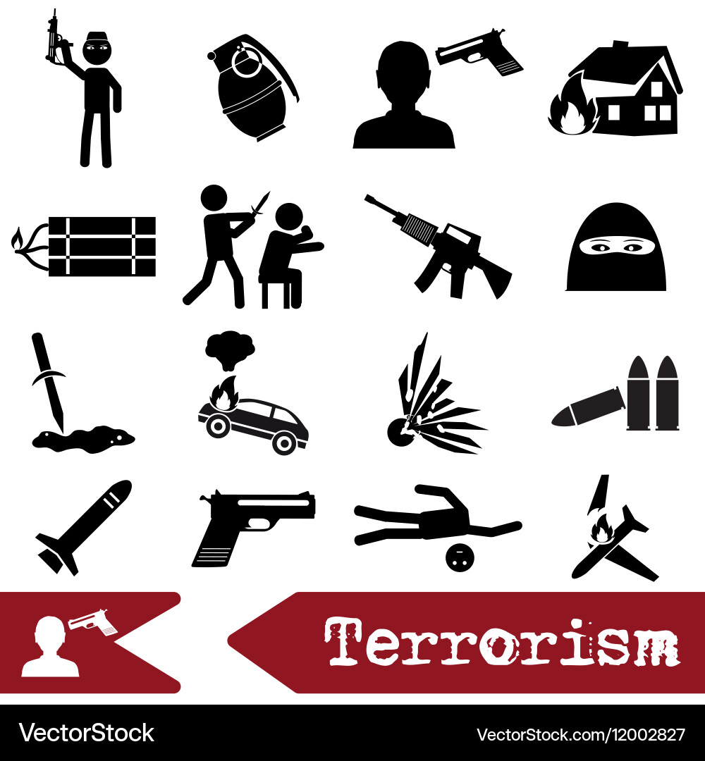 Terrorism theme set of simple icon eps10 Vector Image