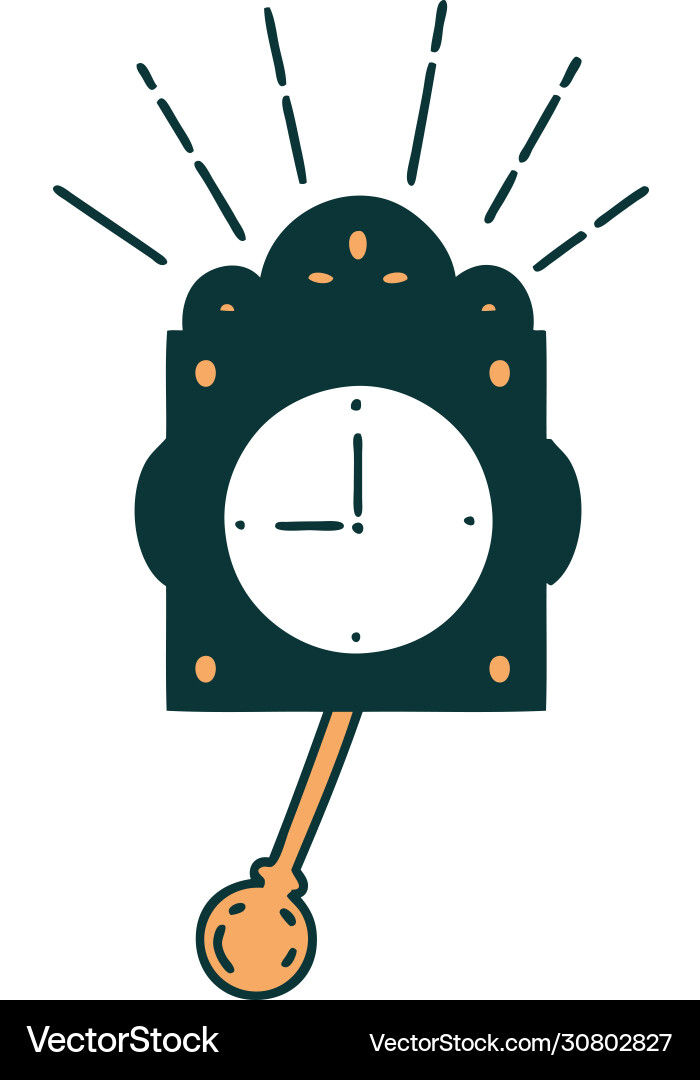Traditional tattoo style ticking clock Royalty Free Vector