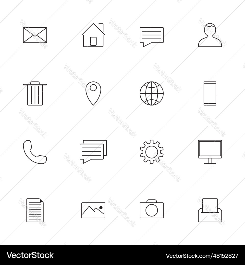 Web icon set business card contact information Vector Image