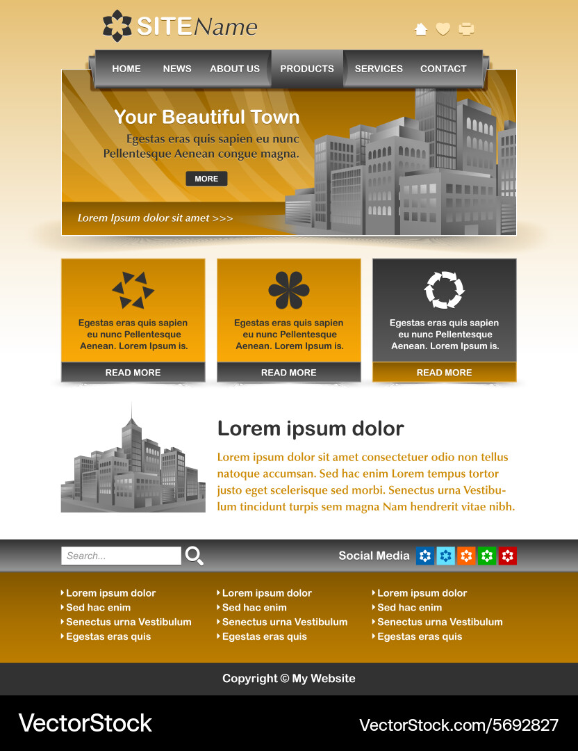 Website template layout Royalty Free Vector Image