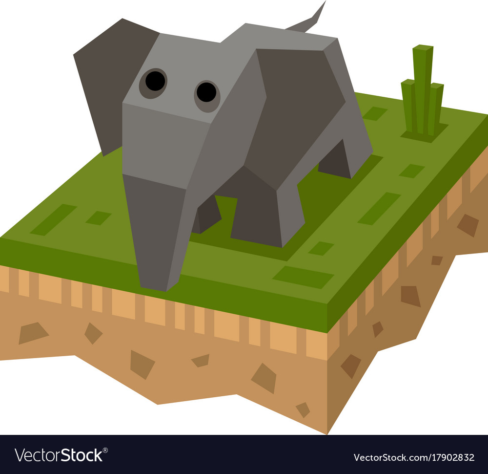 3d isometric elephant Royalty Free Vector Image