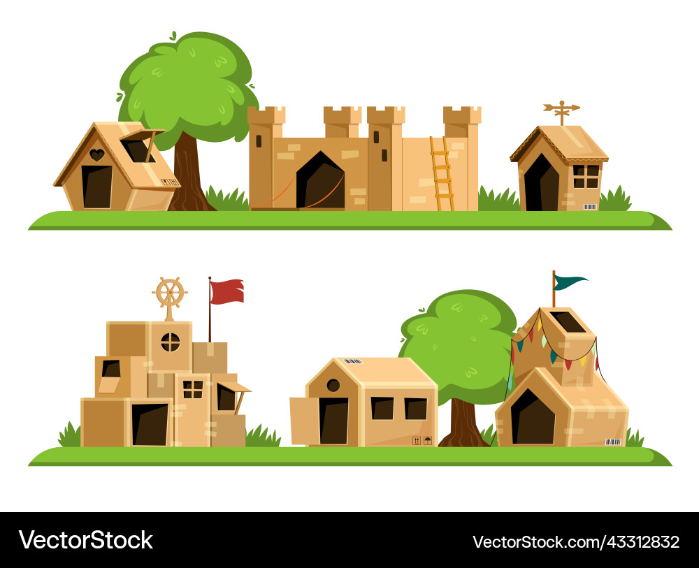 Cardboard house various buildings from paper Vector Image