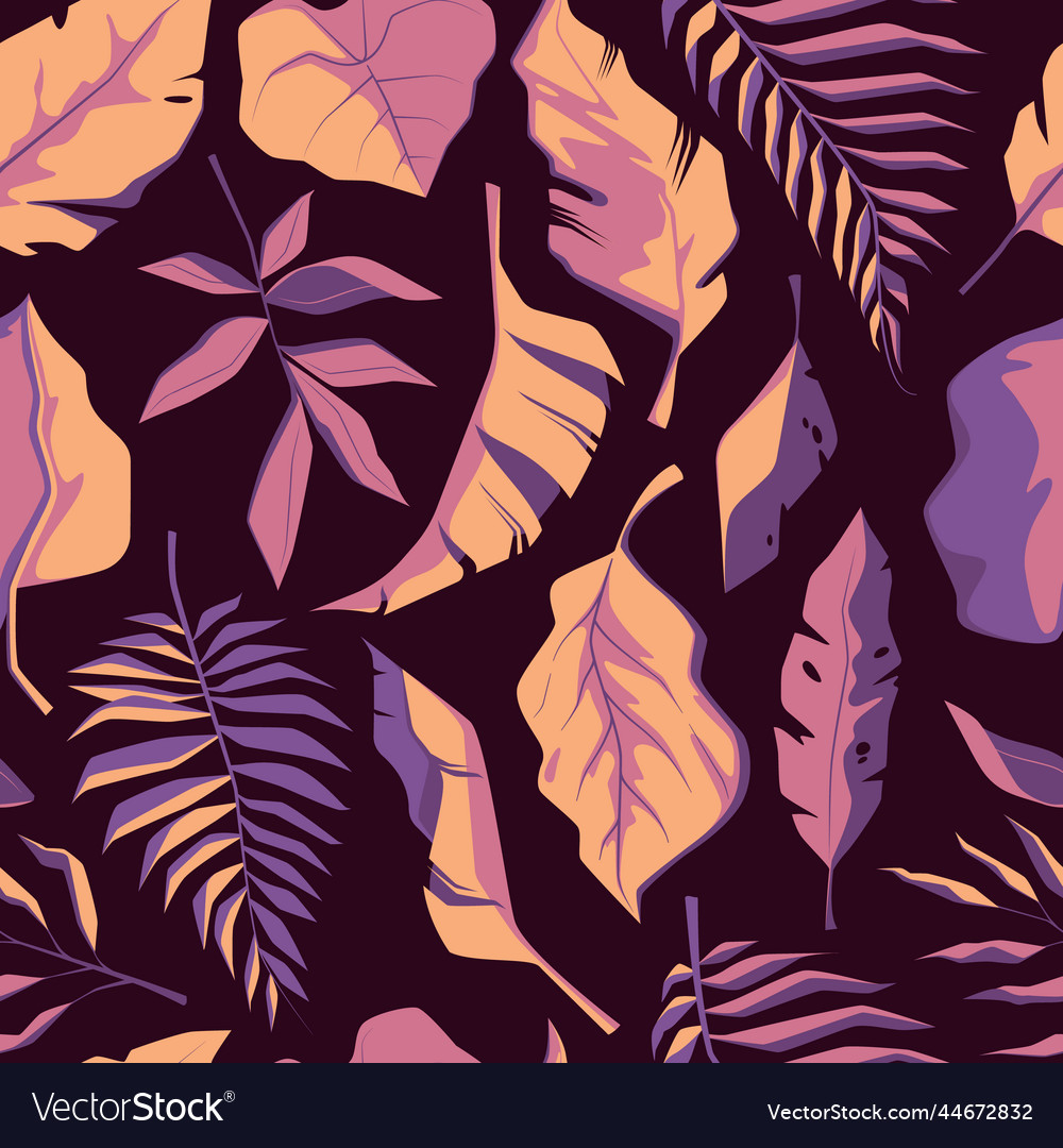 Exotic Leaves Pattern Seamless Floral Print Vector Image