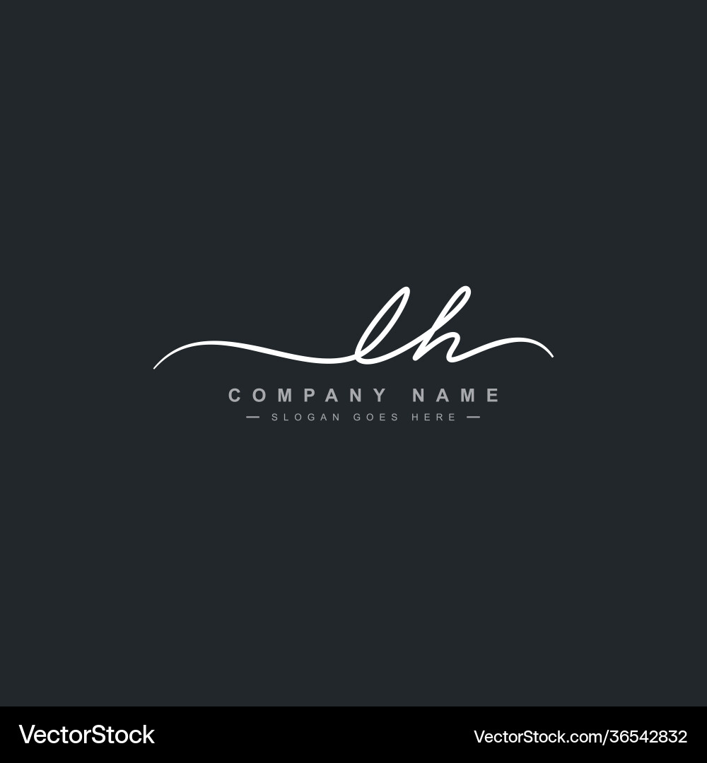 Initial letter lh logo - handwritten signature Vector Image