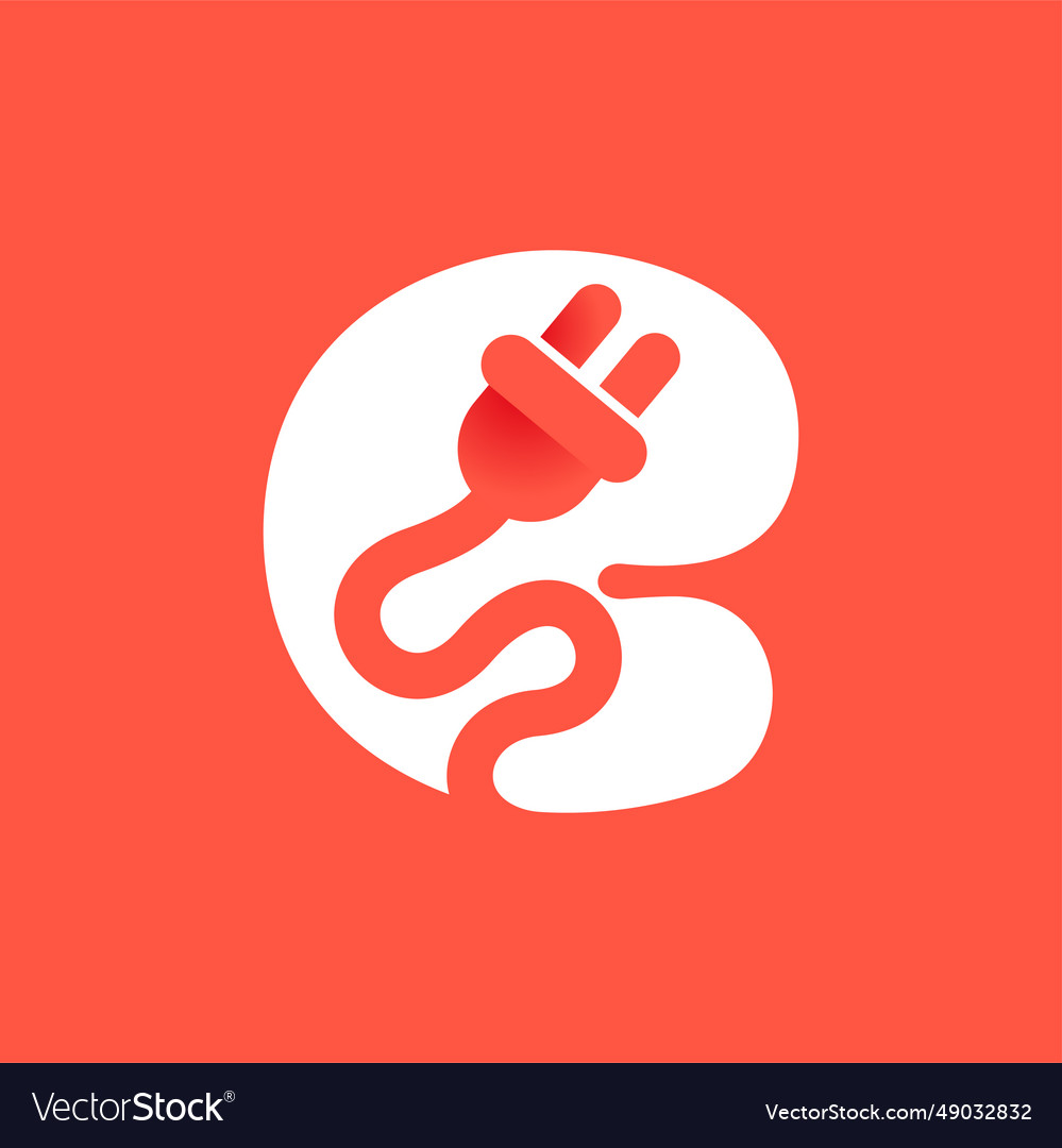 Letter e with electrical plug logo negative space Vector Image
