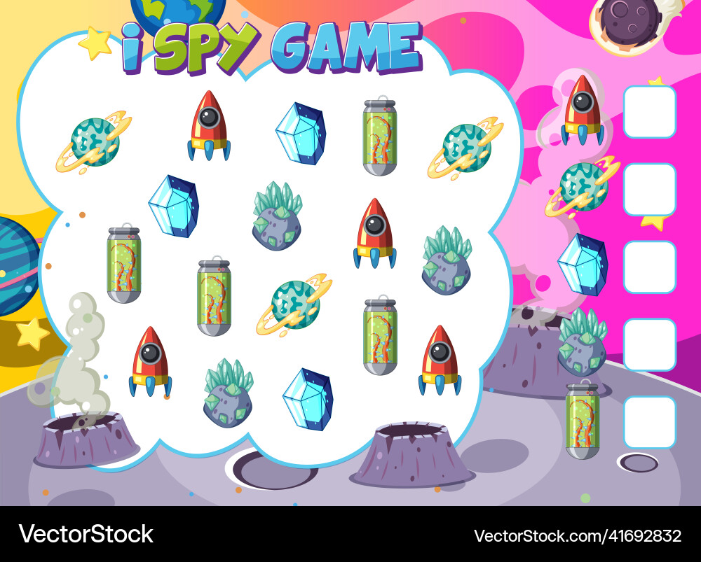 Math counting game template of space Royalty Free Vector