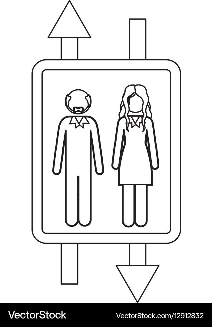 Monochrome contour with double sign arrow Vector Image