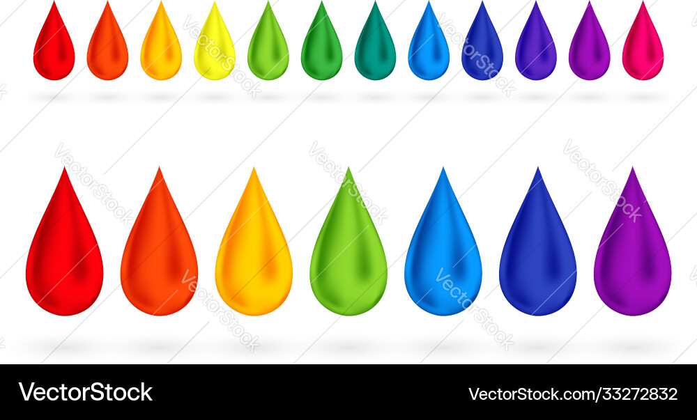 Rainbow drops colorful palette from ink paint Vector Image
