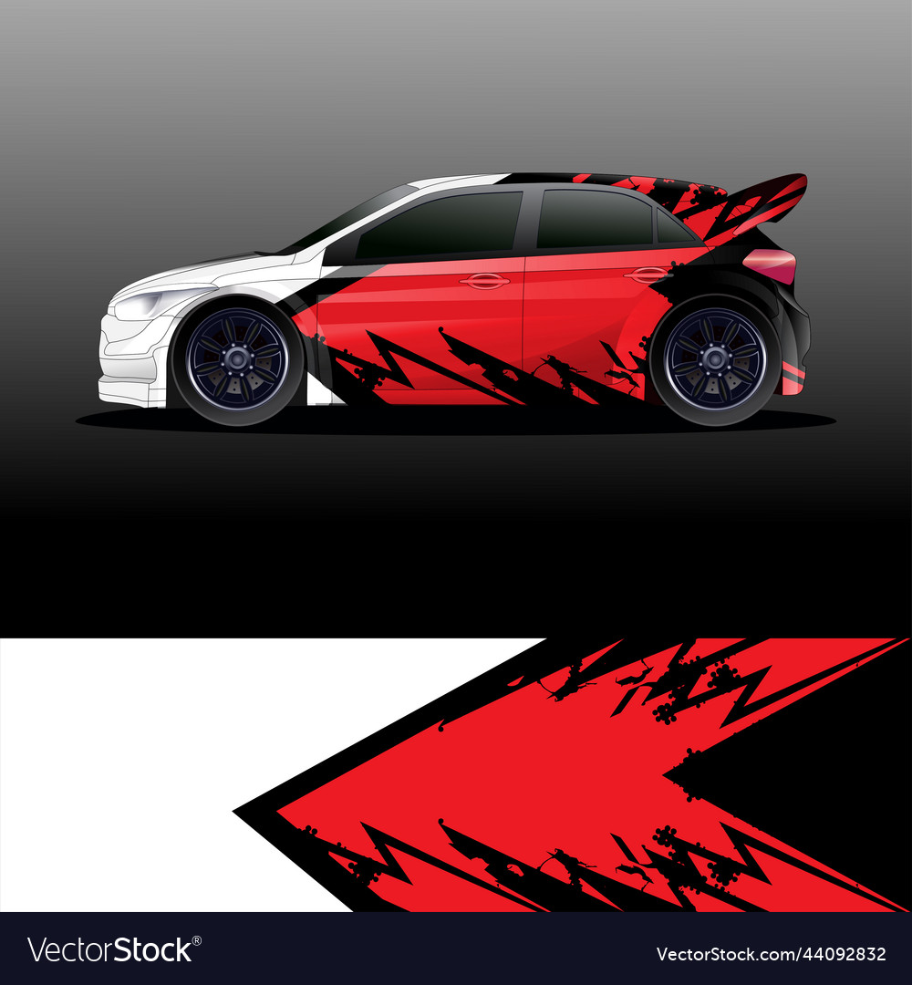 Rally car decal graphic wrap Royalty Free Vector Image