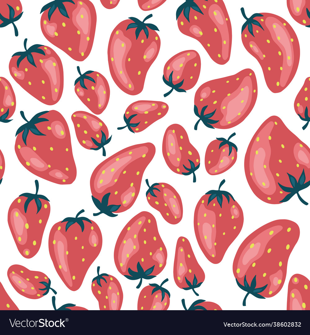 Strawberries seamless pattern background Vector Image