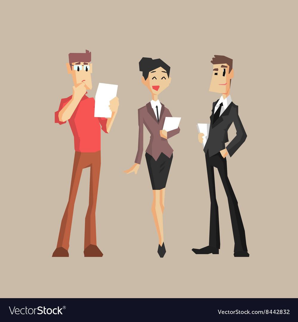 Three office workers Royalty Free Vector Image