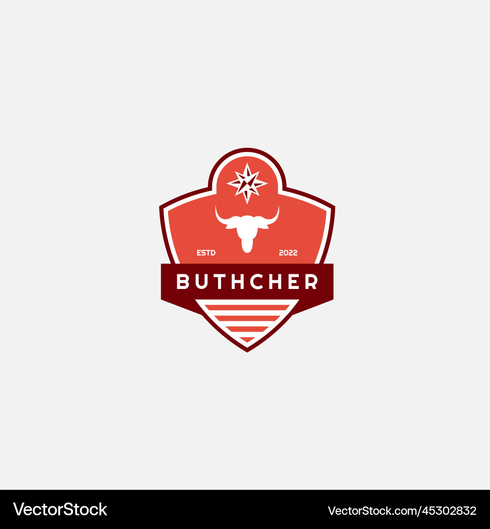 Vintage butcher shop logo template Royalty Free Vector Image