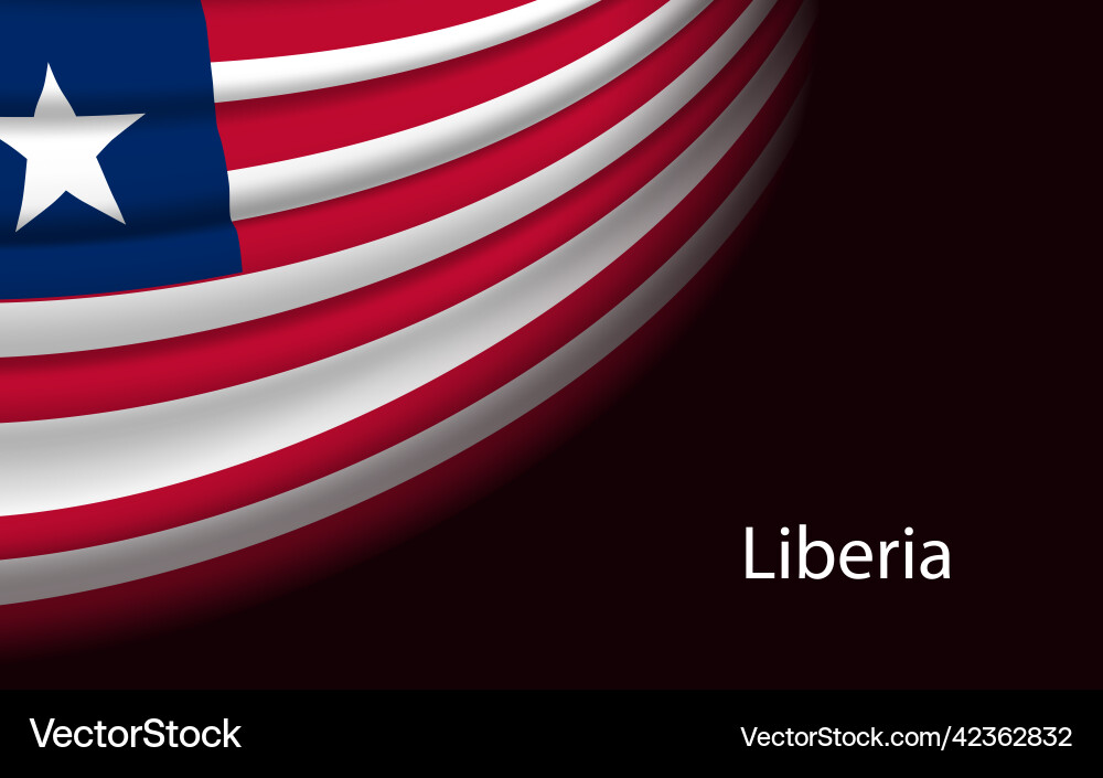 Wave flag of liberia on dark background Royalty Free Vector