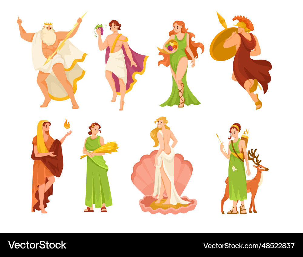 Ancient greek god and deity as figures from Vector Image