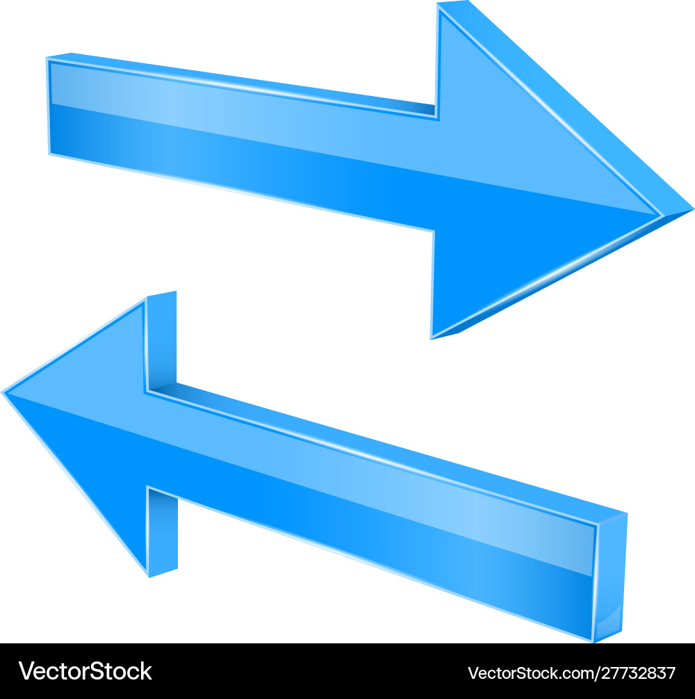 Back and next arrows 3d shiny blue signs Vector Image