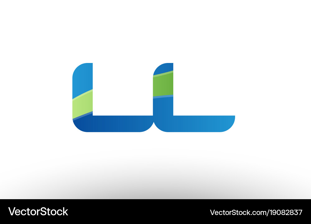 Blue green ll l alphabet letter logo Royalty Free Vector