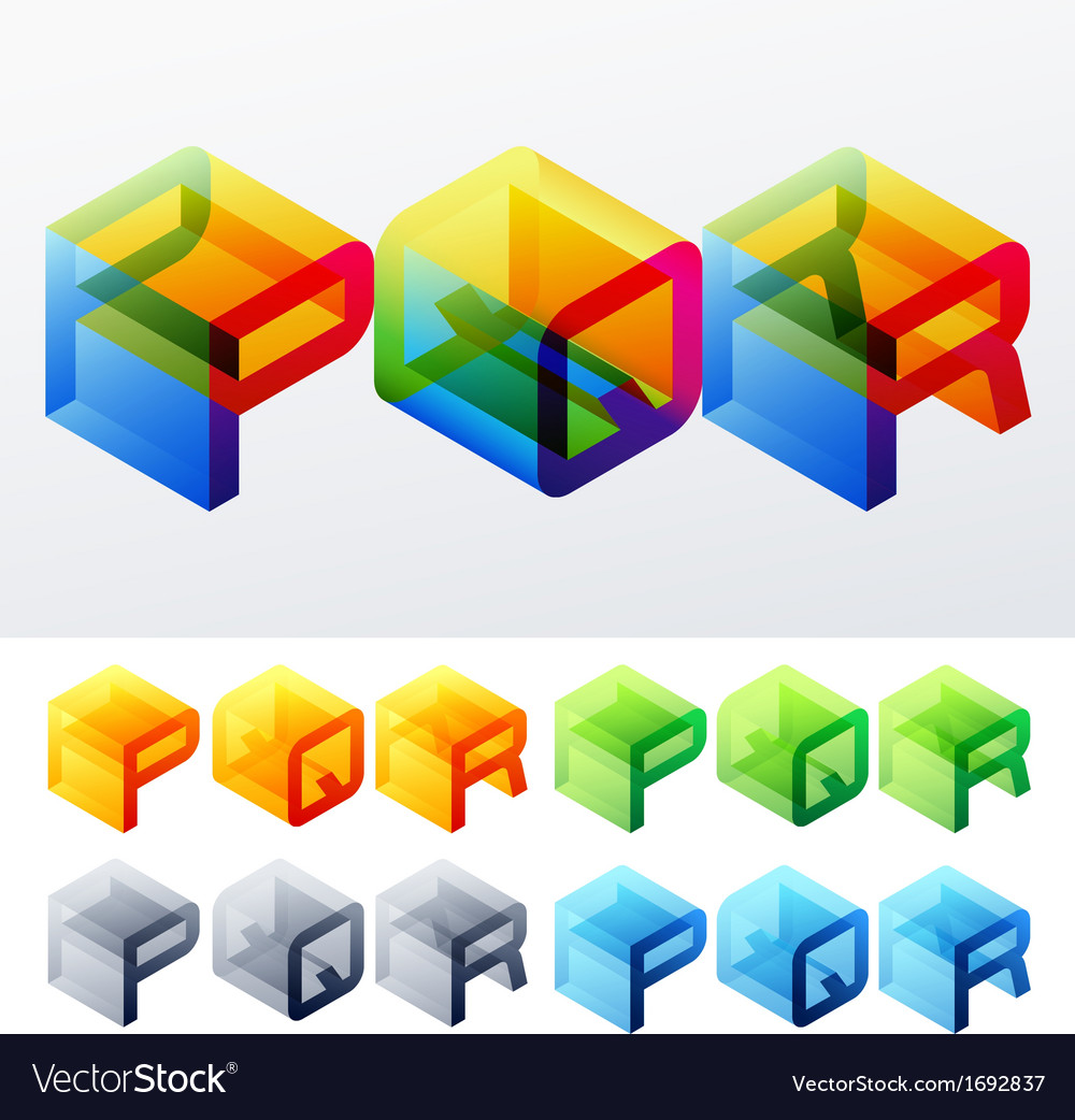 Colored text in isometric view Royalty Free Vector Image