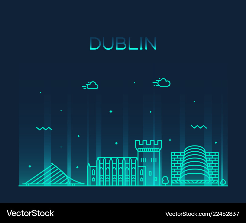 Dublin skyline ireland linear style city Vector Image