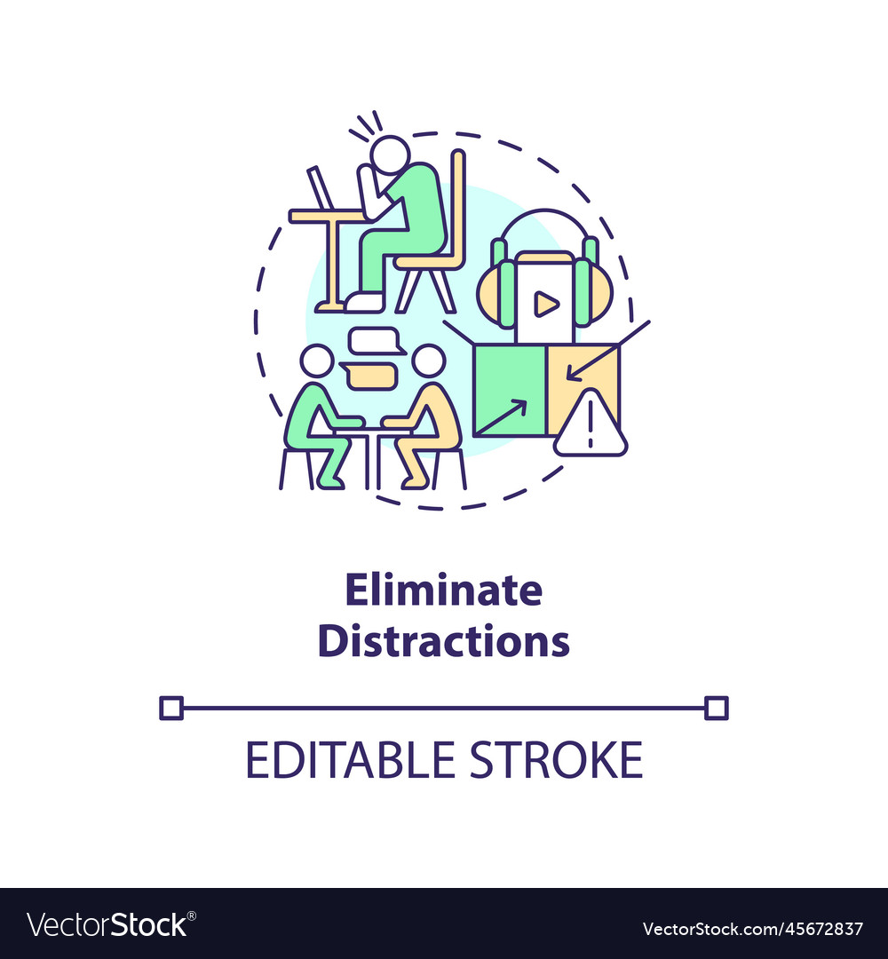 Eliminate distractions concept icon Royalty Free Vector Eliminate distractions concept icon Royalty Free Vector