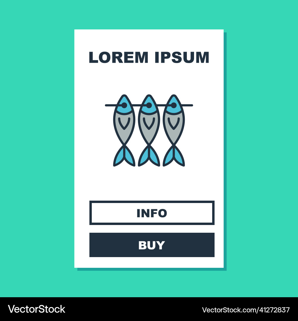 Filled outline dried fish icon isolated Royalty Free Vector