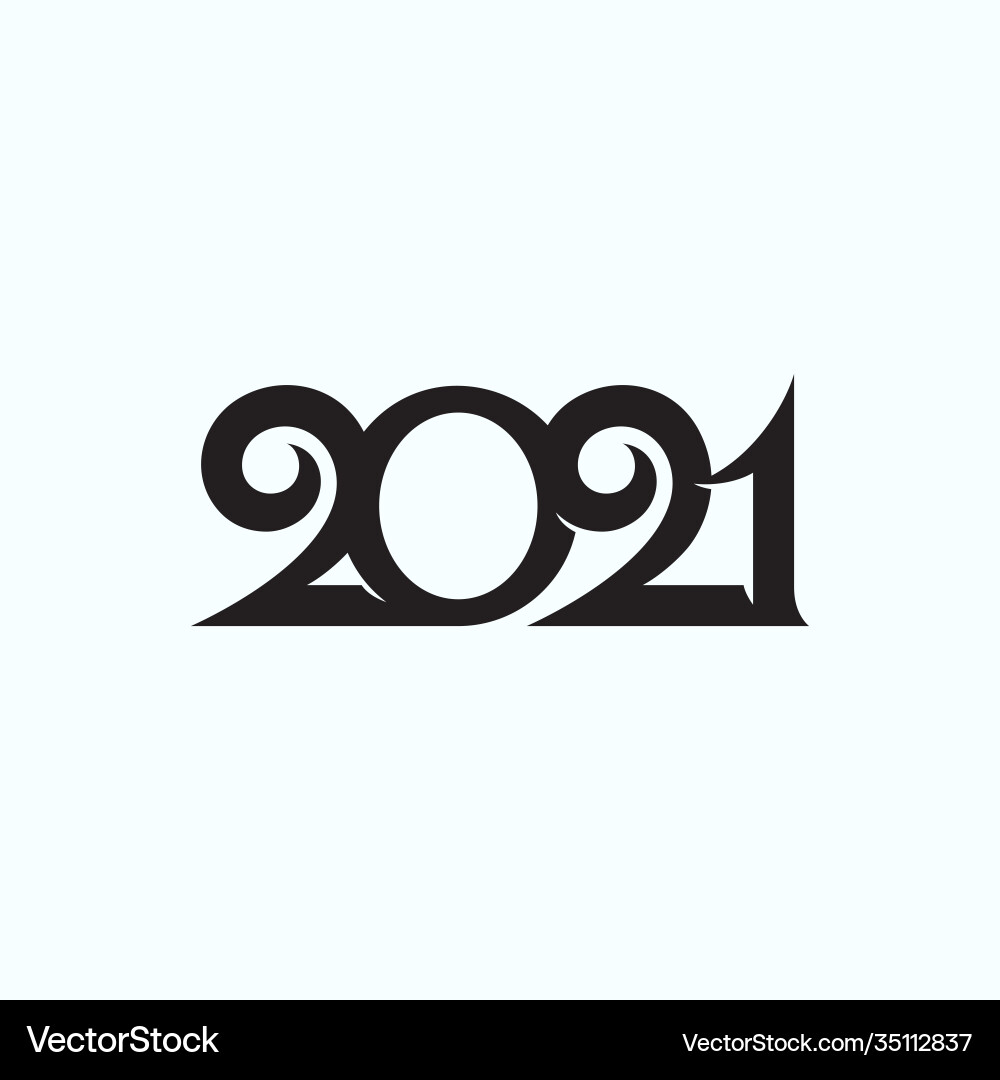 Happy new year 2021 text design lettering Vector Image