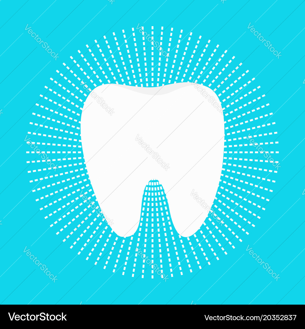 Healthy white tooth round icon dash line circle Vector Image