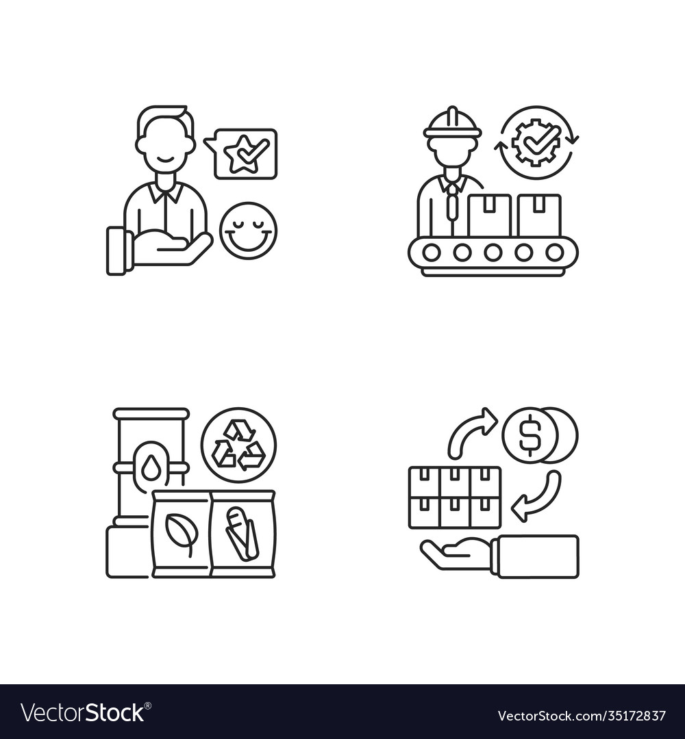 Industrial business linear icons set Royalty Free Vector