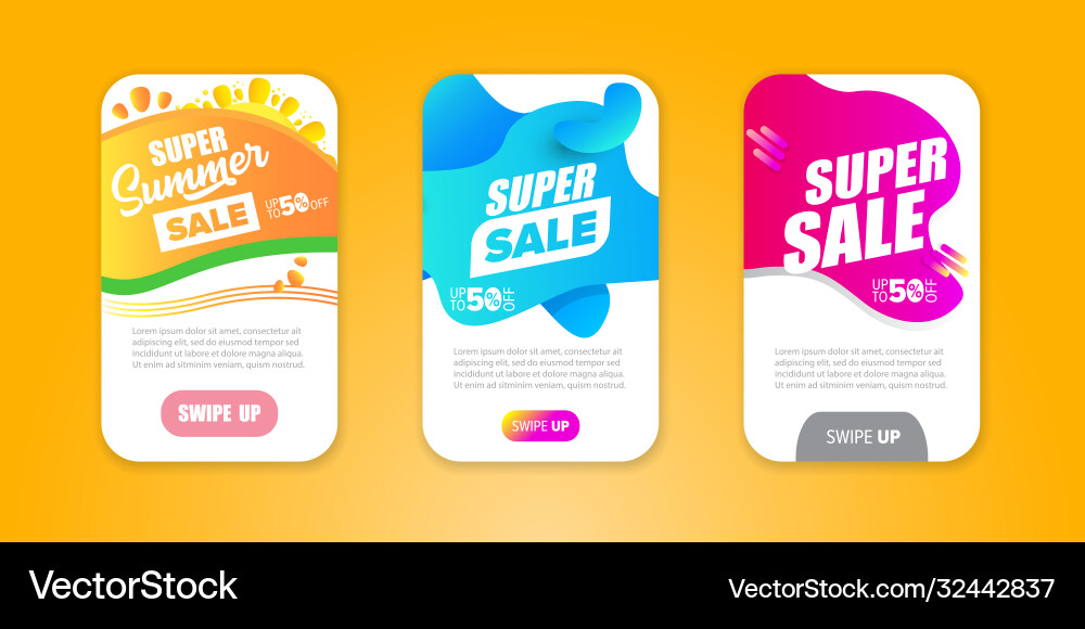 Modern liquid mobile sale banners set hot Vector Image