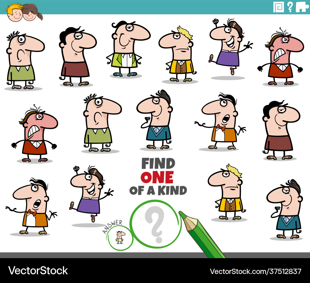 One a kind task for children with cartoon men Vector Image
