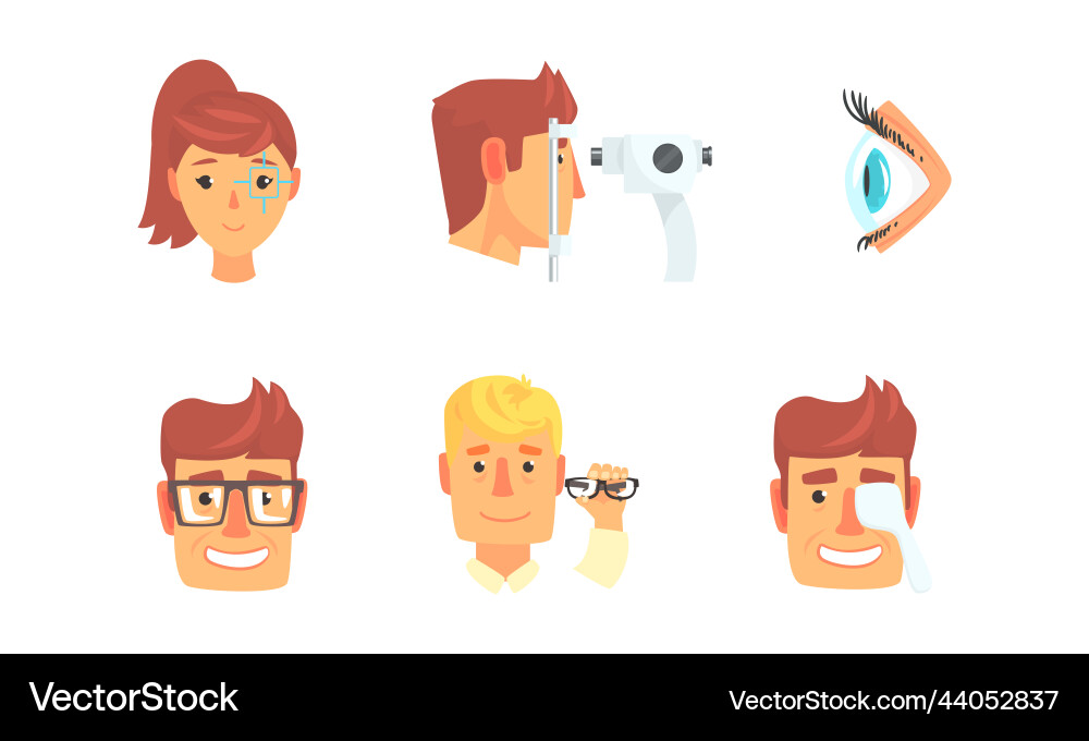 Ophthalmology and eye examination set eyesight Vector Image
