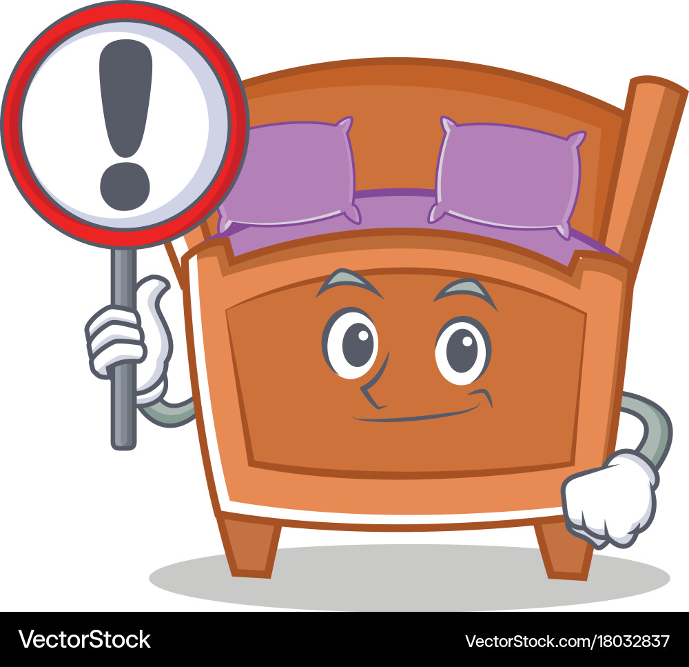 With sign cute bed character cartoon Royalty Free Vector