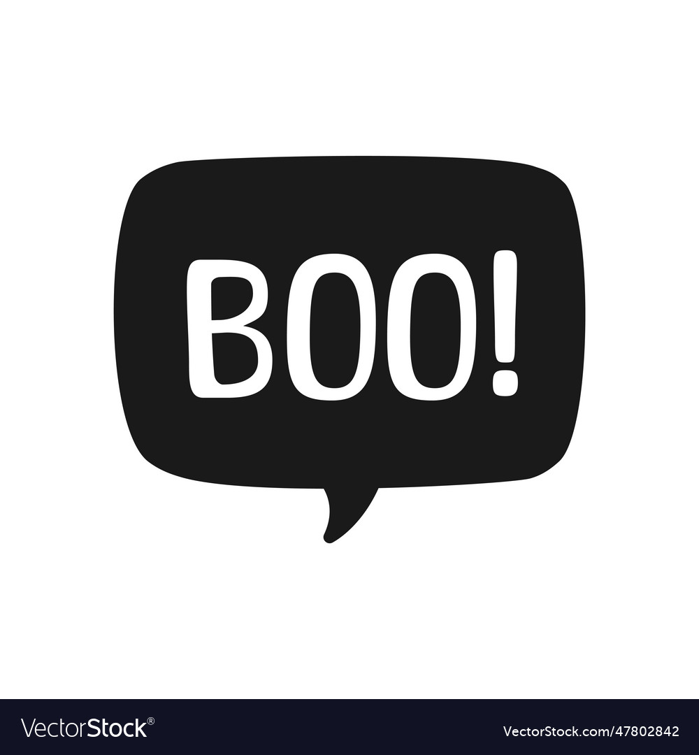 Boo text in speech bubble silhouette design Vector Image