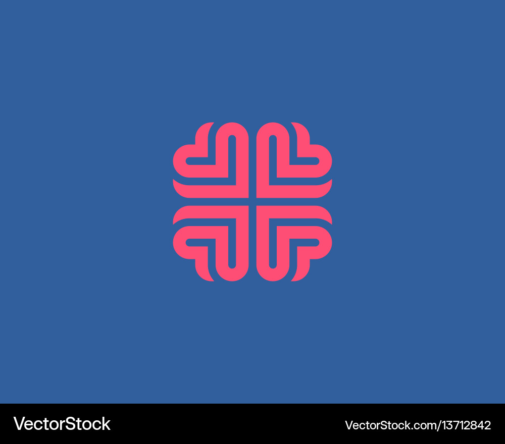 Brain heart logo design education medical Vector Image