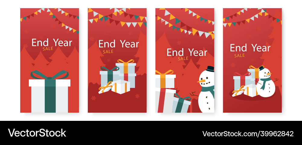 Collection of abstract background designs winter Vector Image